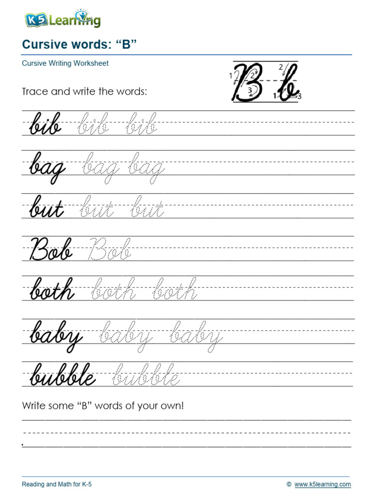 Handwriting Practice Words BB Printable | PDF