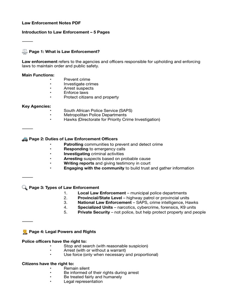 Overview of Law Enforcement Functions | PDF | Police | Crime & Violence