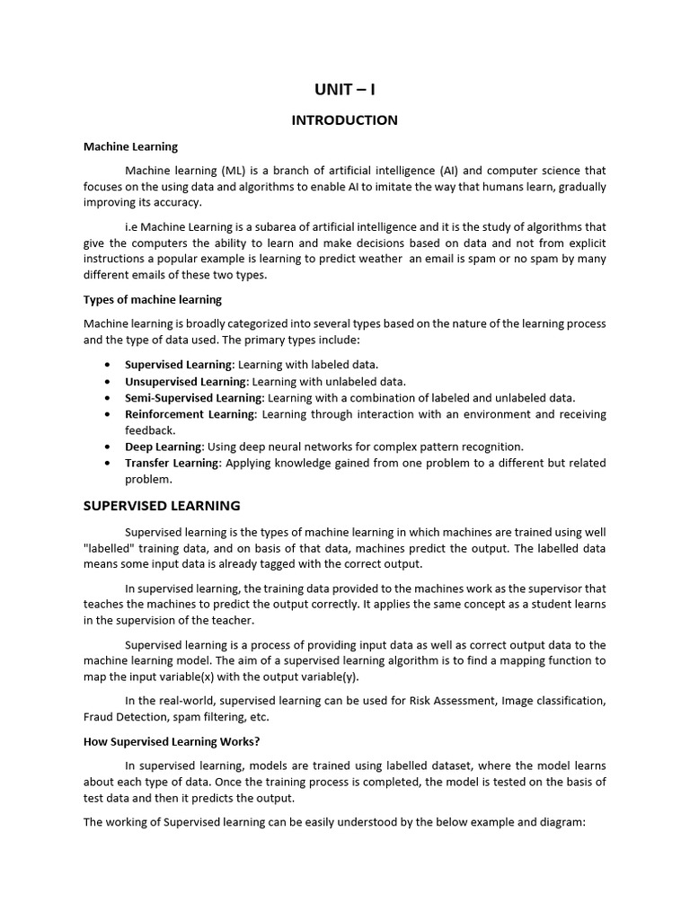 Machine Learning - UNIT I Notes | PDF | Receiver Operating ...
