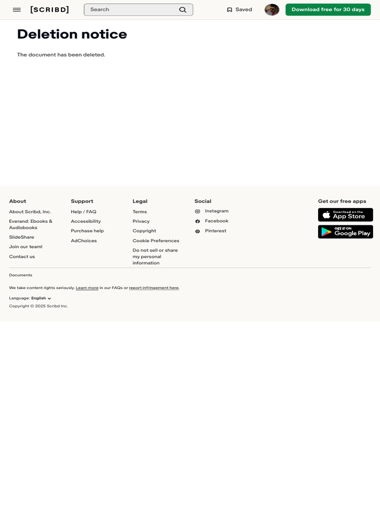 Deletion Notice Scribd | PDF