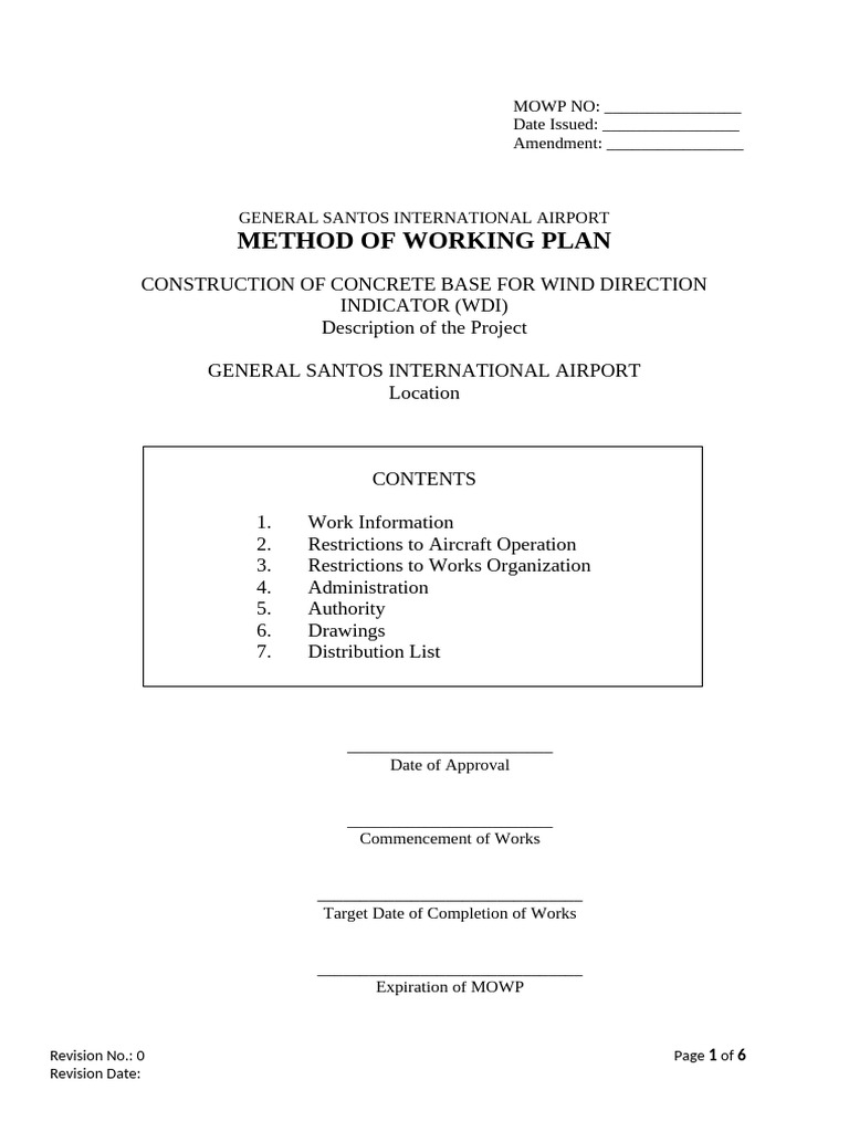 MOWP for WDI Concrete Base Construction | PDF | Airport | Air Traffic ...