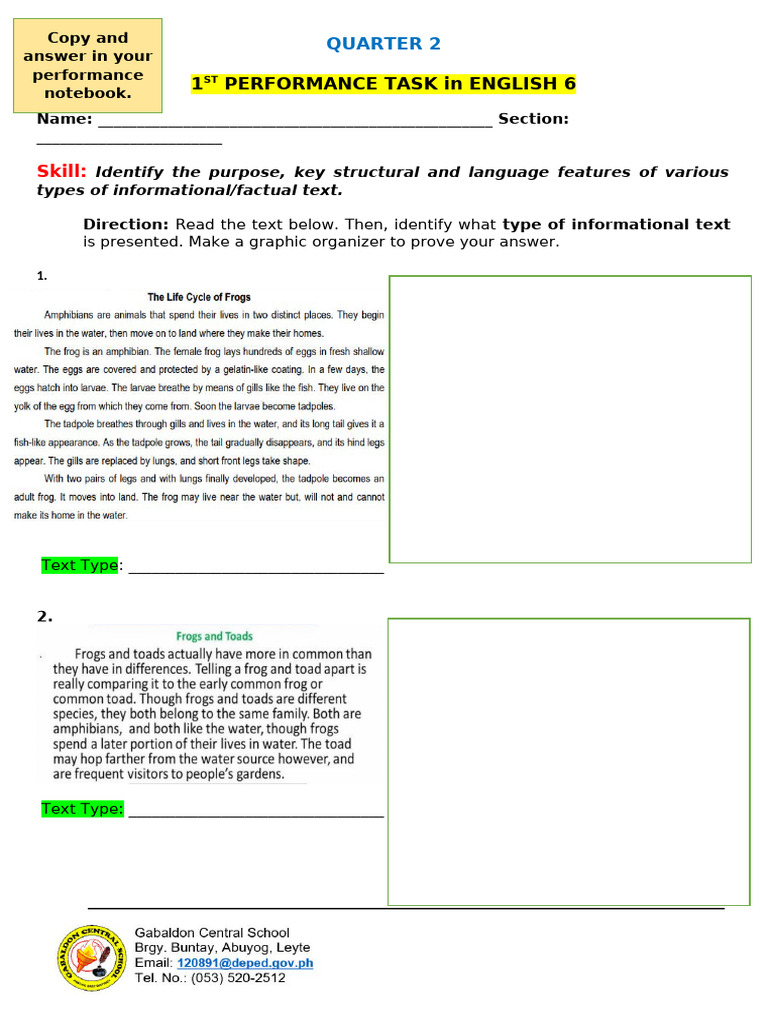Q2 Performance Task No. 1 in English 6 | PDF