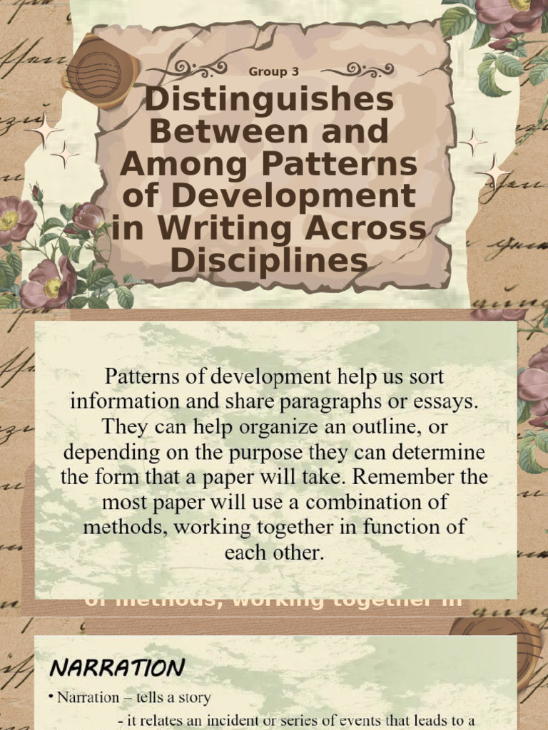 Distinguishes Between and Among Pattern Development in Writing Across Discipline | PDF