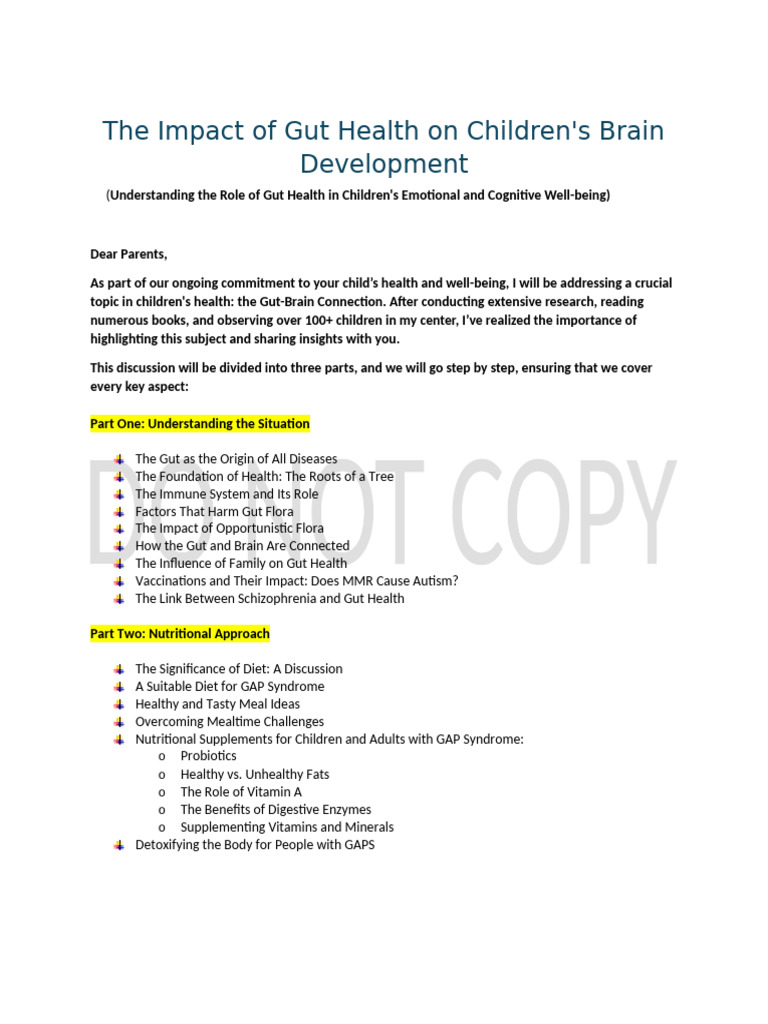 Gut Health's Role in Child Development | PDF | Mental Disorder | Autism