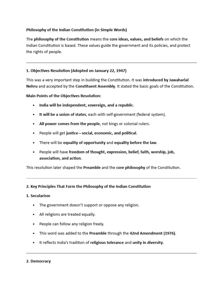 Philosophy of The Indian Constitution | PDF | Political Science ...
