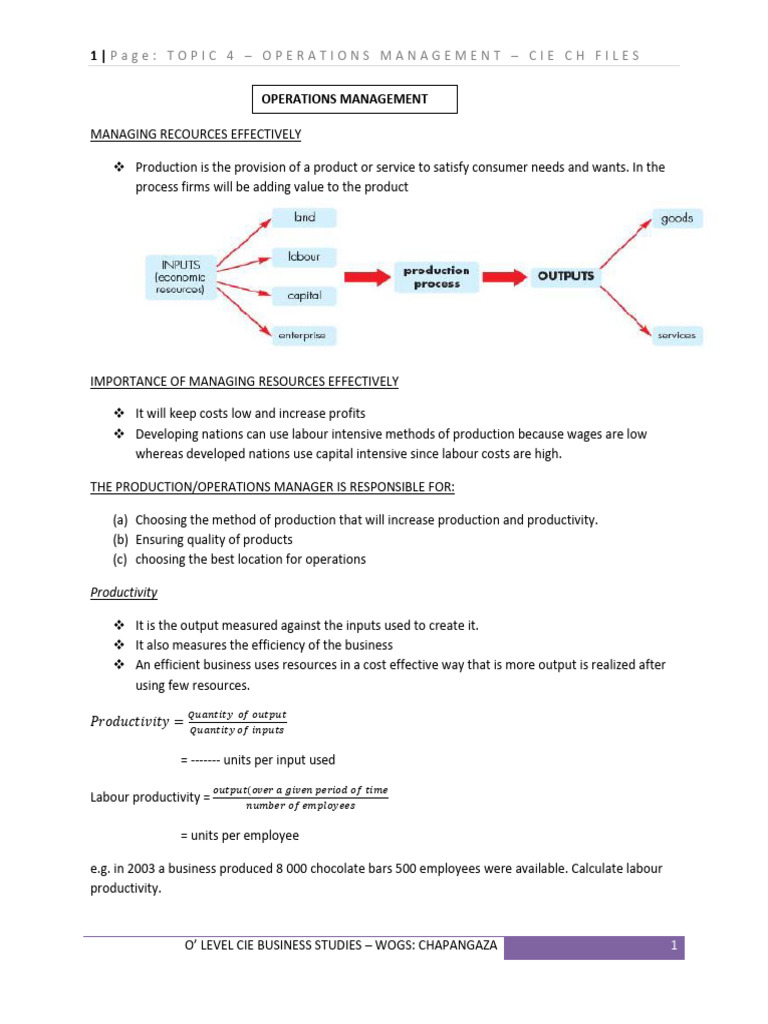 Effective Resource Management in Operations | PDF | Inventory | Economics