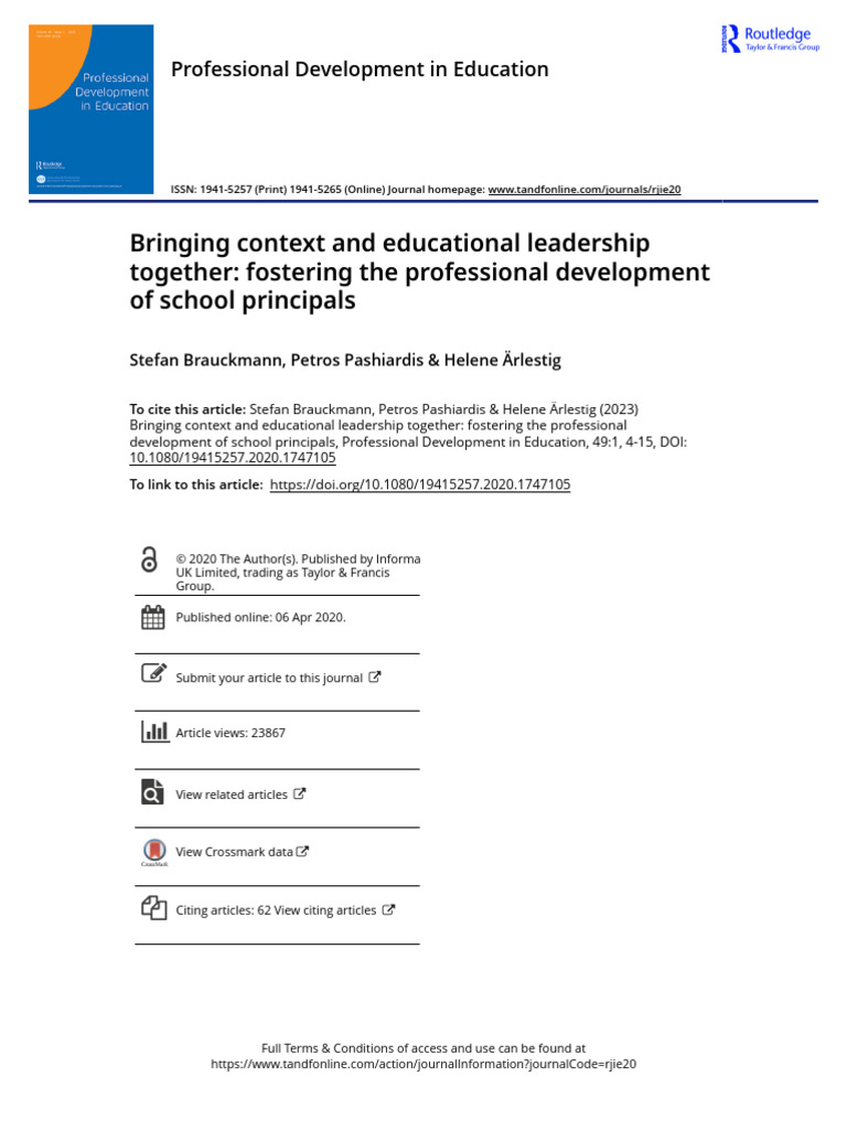 Bringing Context and Educational Leadership Together Foste | PDF ...