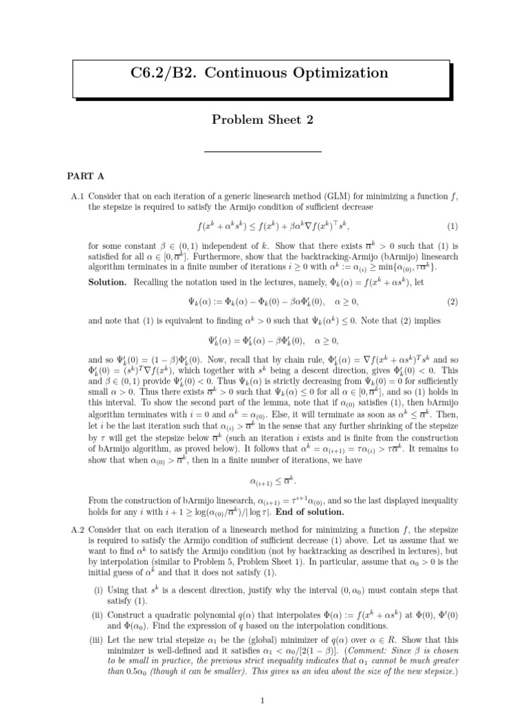 Continuous Optimization: Linesearch Methods | PDF | Mathematical ...