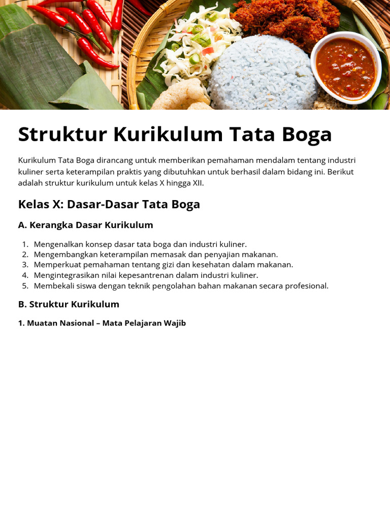 Struktur Kurikulum Tata Boga | PDF