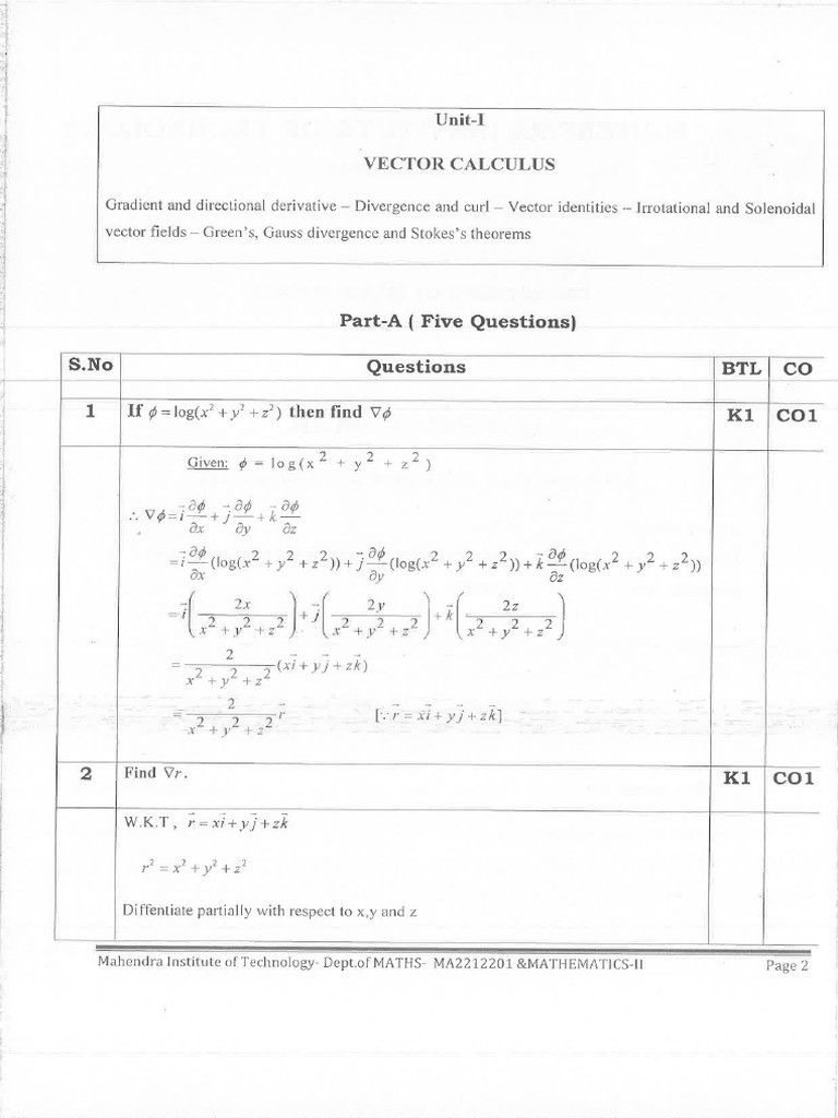 Engineering Mathematics Ii R 2024 Question Bank With Model Question