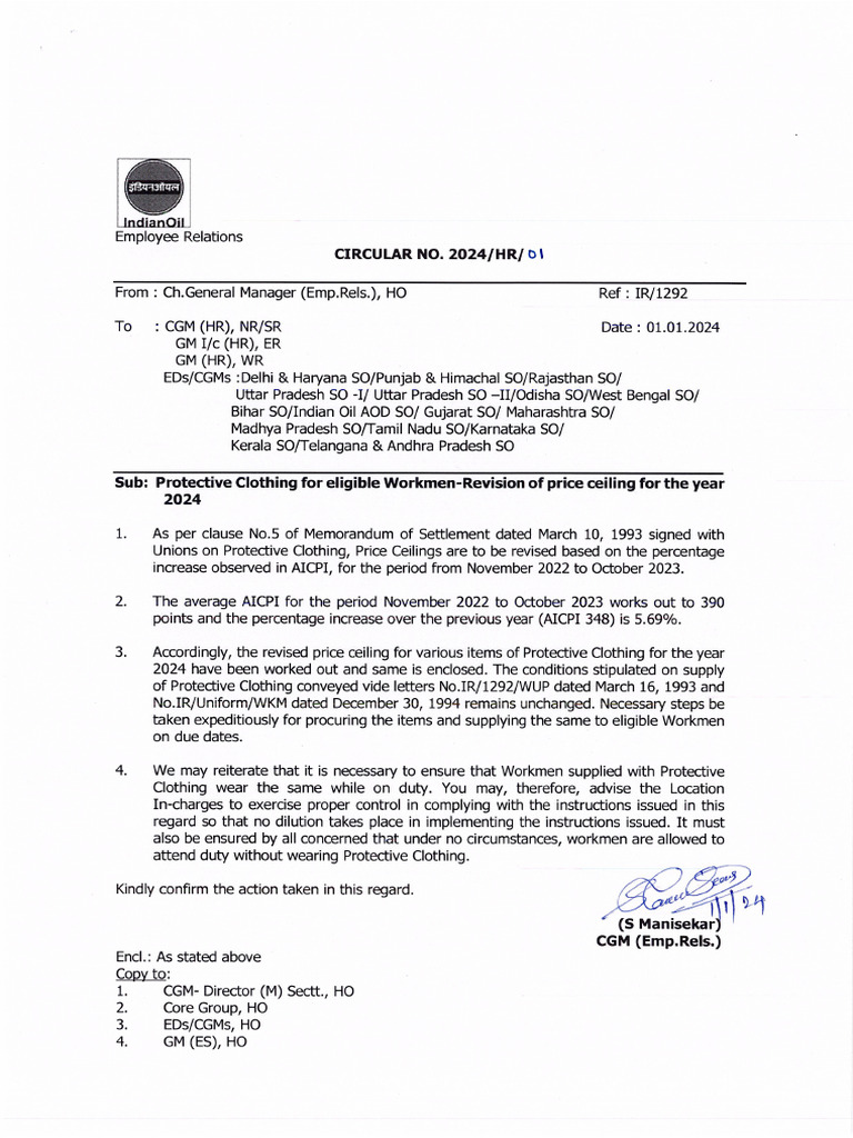 Circular 01 of 2024 | PDF