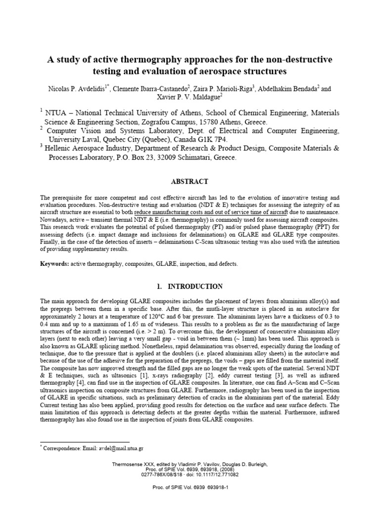 Active Thermography for Aerospace NDT | PDF | Thermography ...