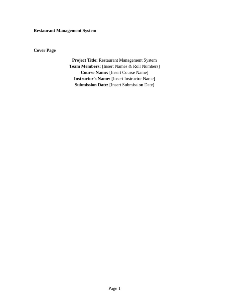 Formatted Restaurant Management System | PDF | Databases | Sql