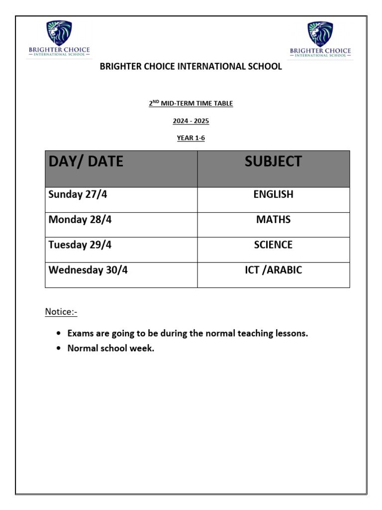 2ndmid Term Table | PDF