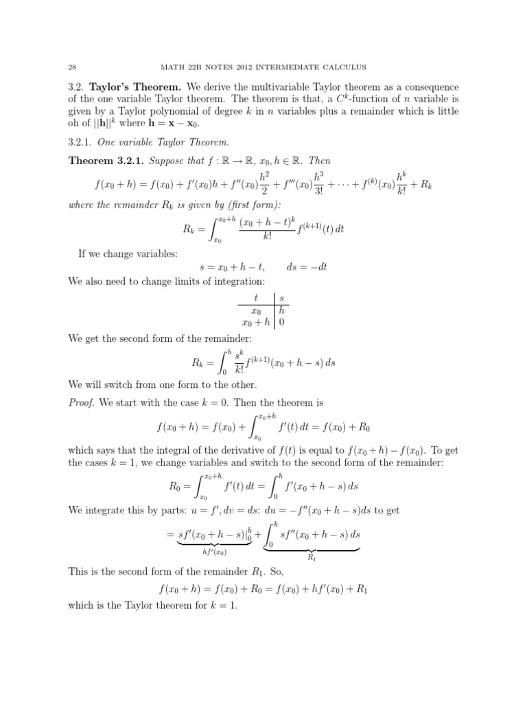 Multivariable Taylor Theorem Explained | PDF | Functions And Mappings ...