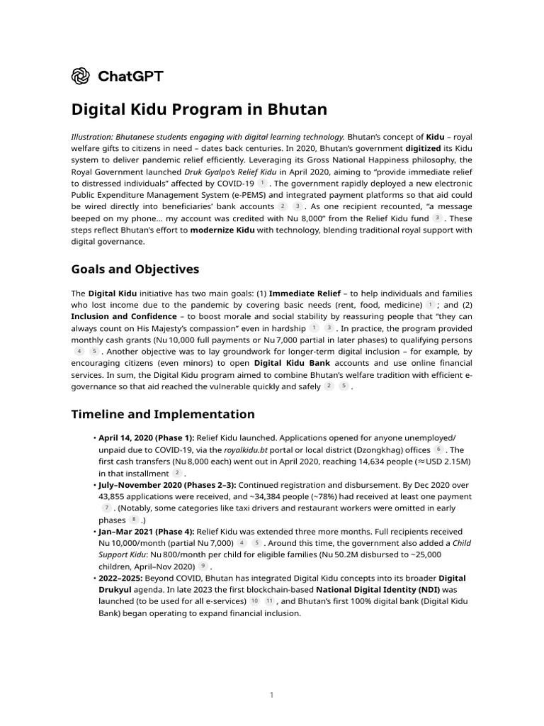 Digital Kidu Program in Bhutan | PDF | Bhutan | Economies
