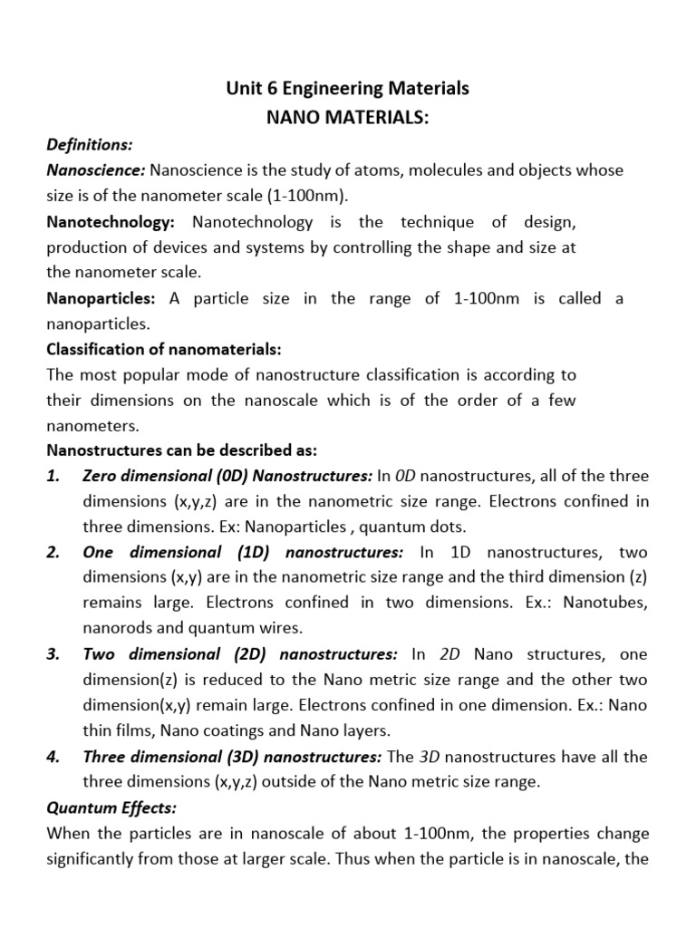 Unit 6 - Engineering materialsfINAL13JAN22 | PDF | Shape Memory Alloy | Nanotechnology