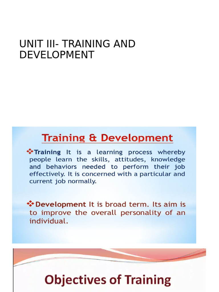 Unit III - Training and Development | PDF