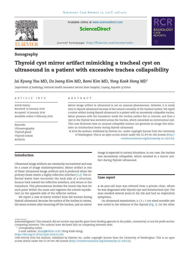 Thyroid Cyst Mirror Artifact Mimicking A Tracheal Cyst On | PDF ...