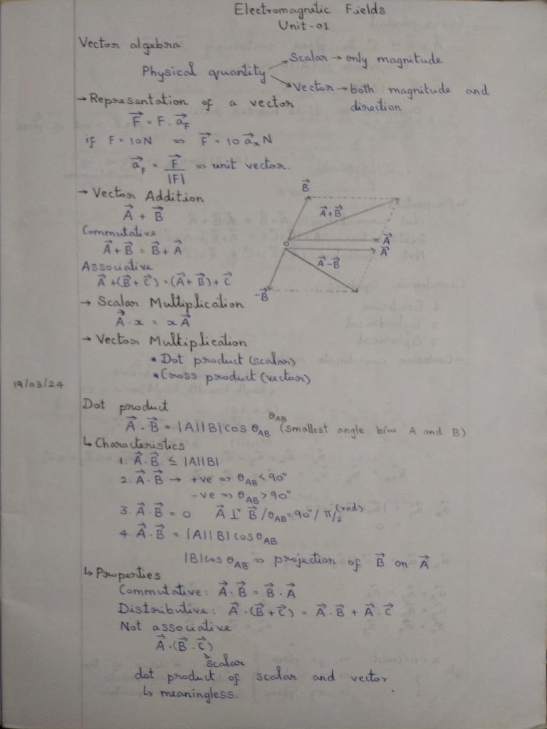 Electro Magnetic Fields Notes Unit Wice | PDF
