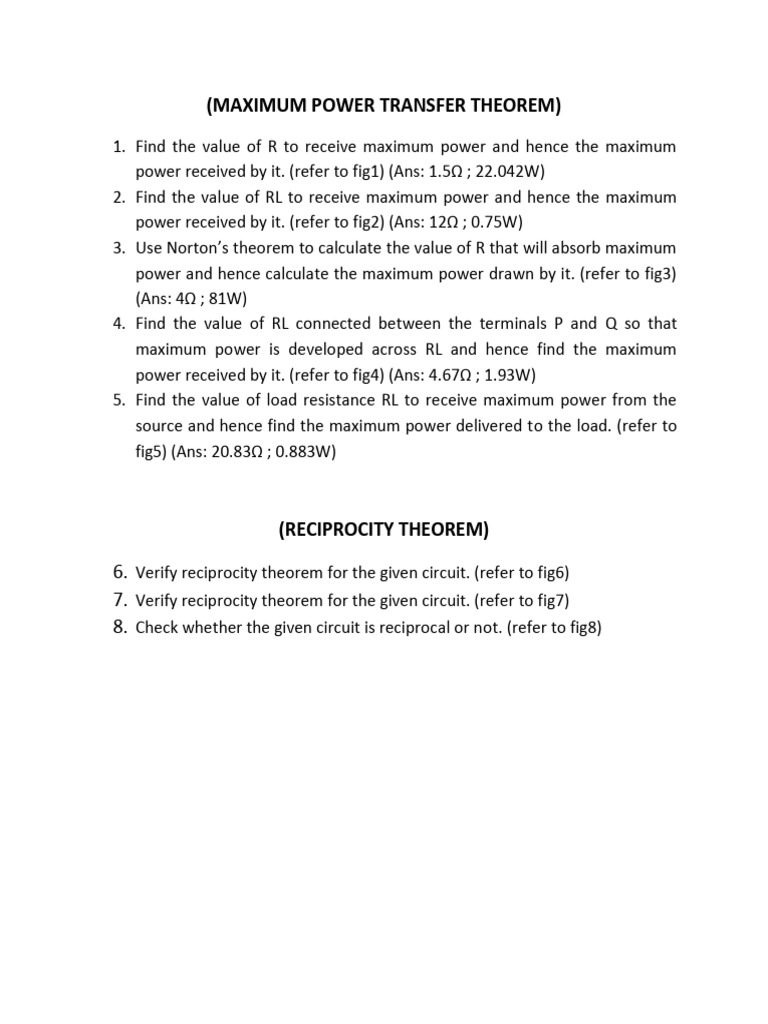 Maximum Power Transfer Analysis | PDF
