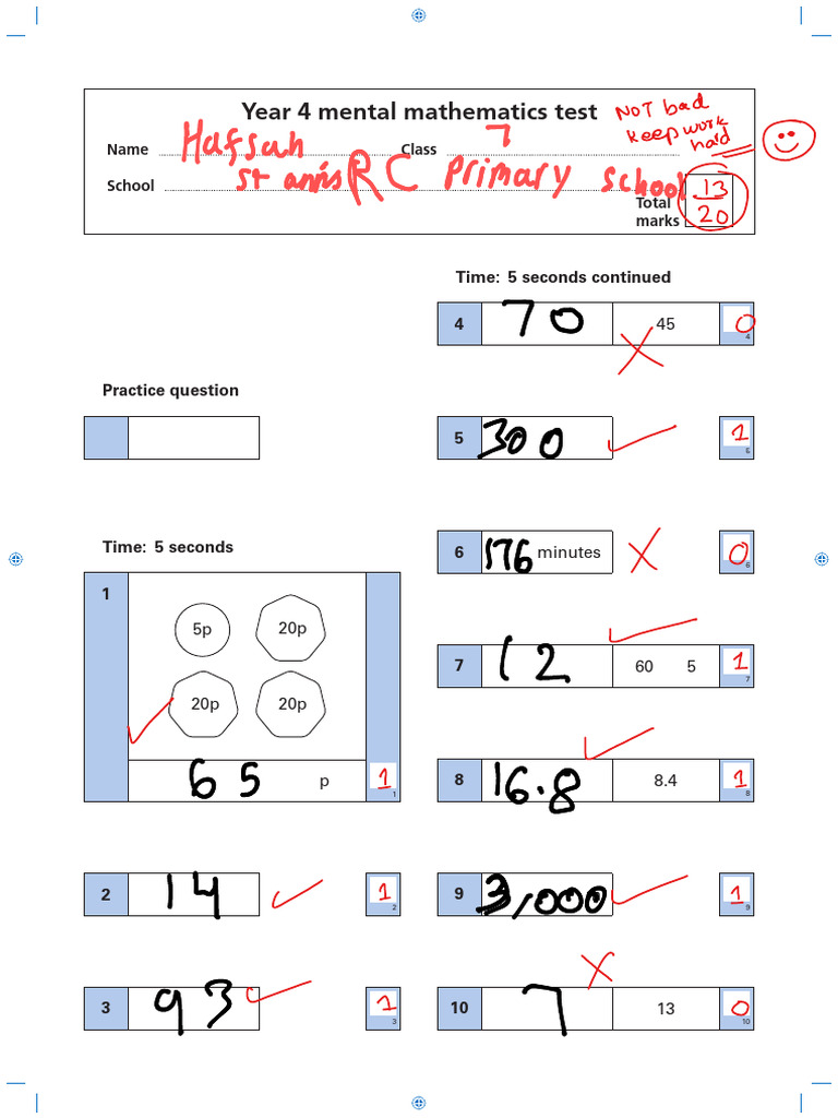 03 Year 4 2006 Mental Maths Answer Sheet Copy | PDF | Polytopes ...