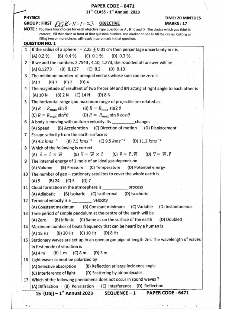 Physics-11 (DGK-23) | PDF