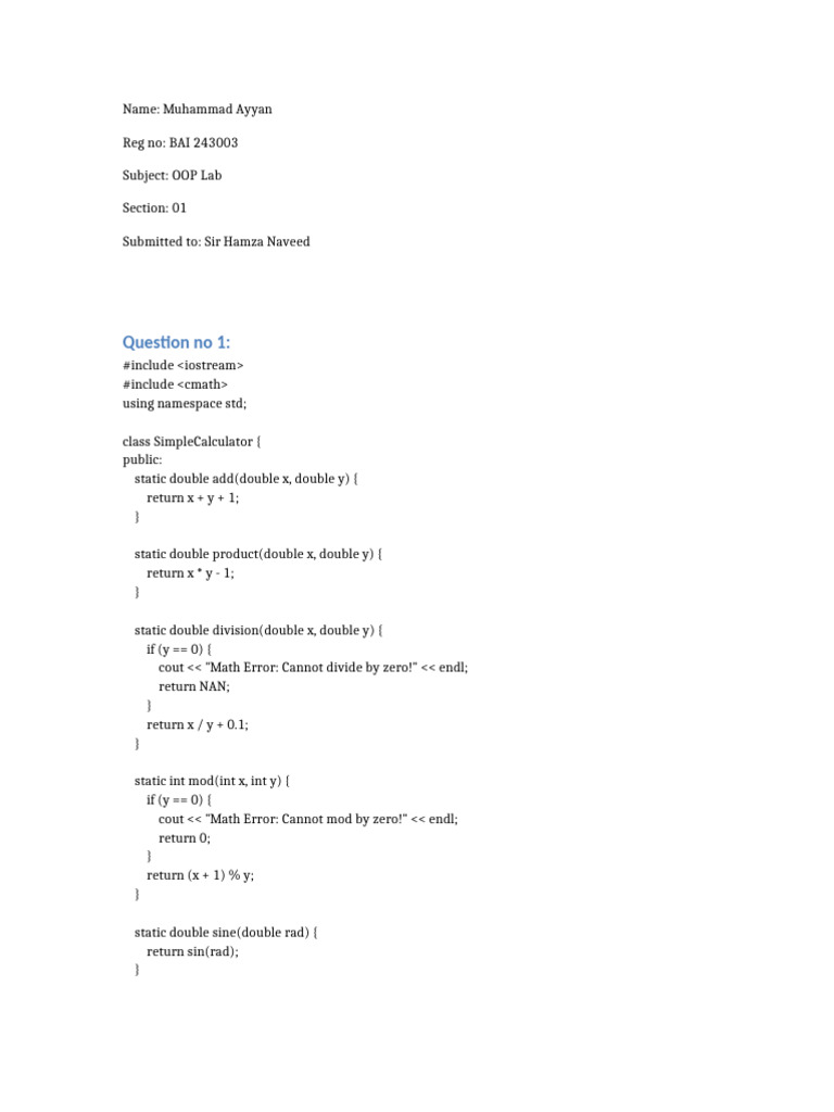 Final Muhammad Ayyan Assignment | PDF | Computer Programming | C++