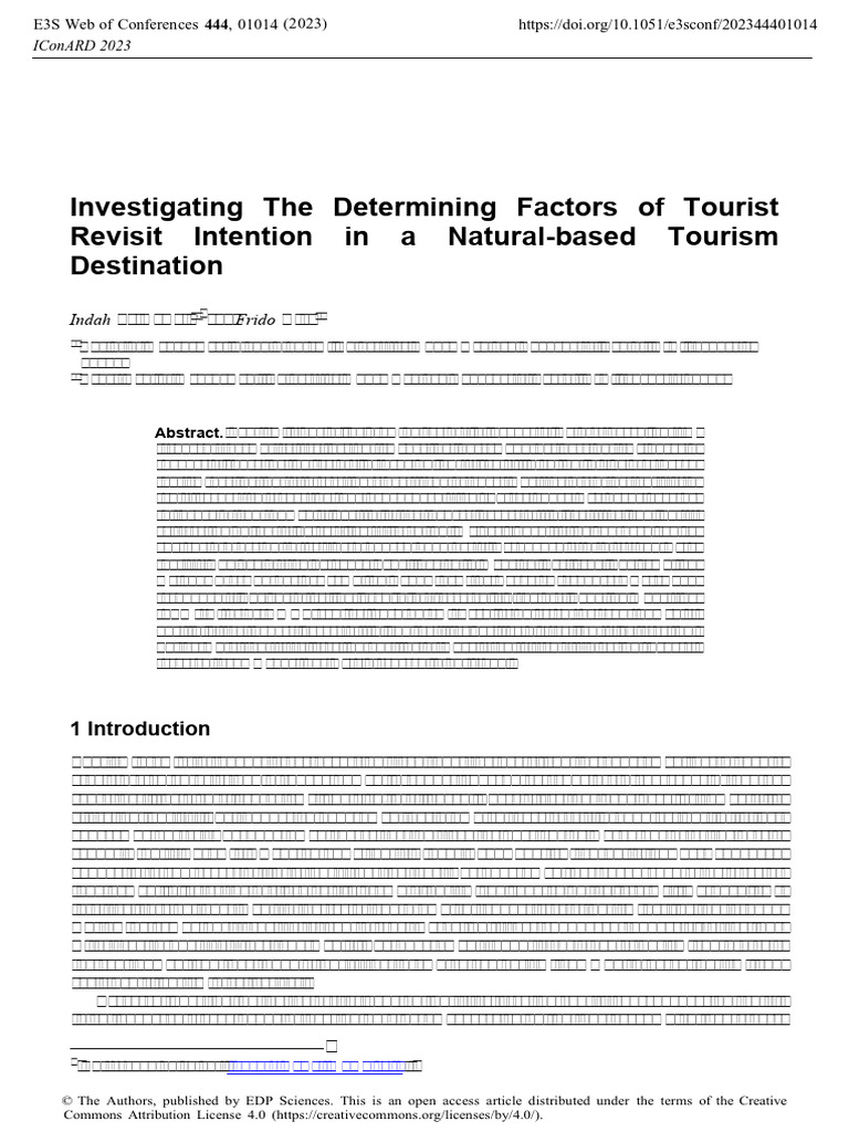 Factors Influencing Tourist Revisit Intentions | PDF | Tourism | Survey ...