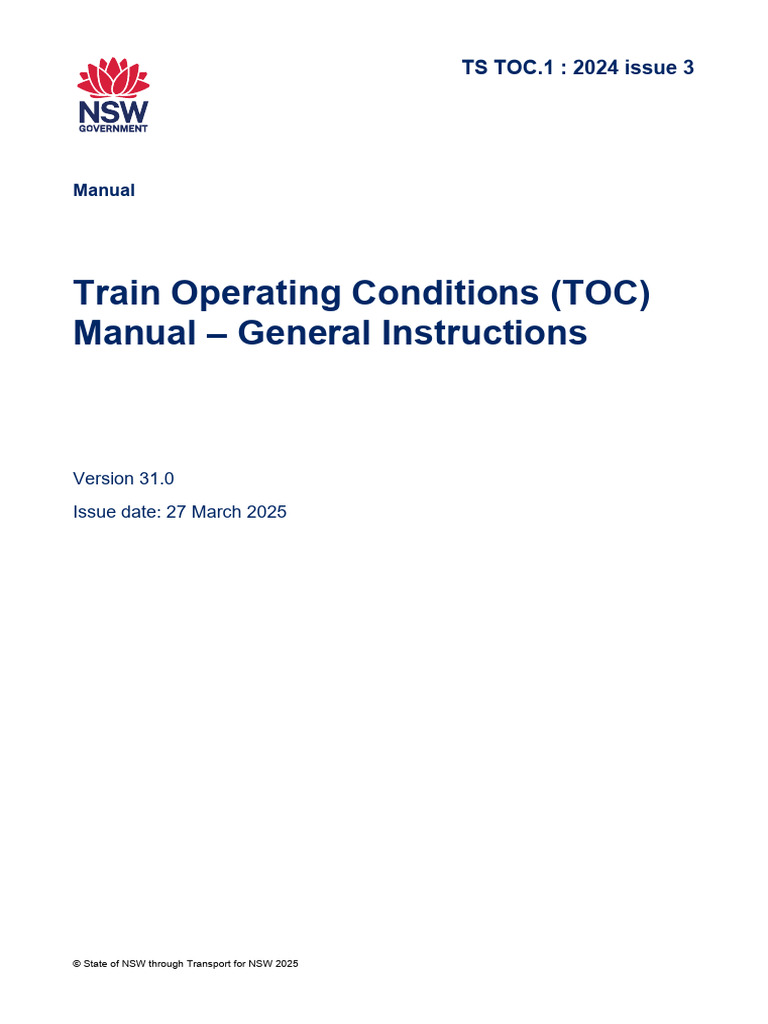 Train Operating Conditions Manual 2025 | PDF | Train | Locomotives