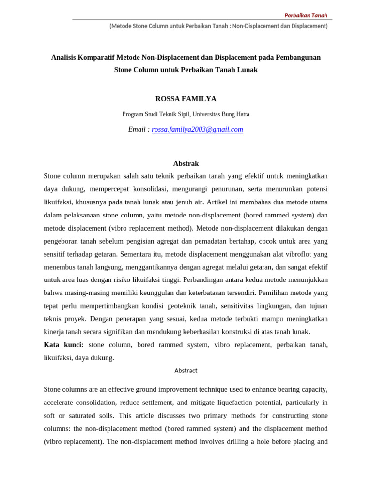 Metode Stone Column: Non-Displacement vs Displacement | PDF