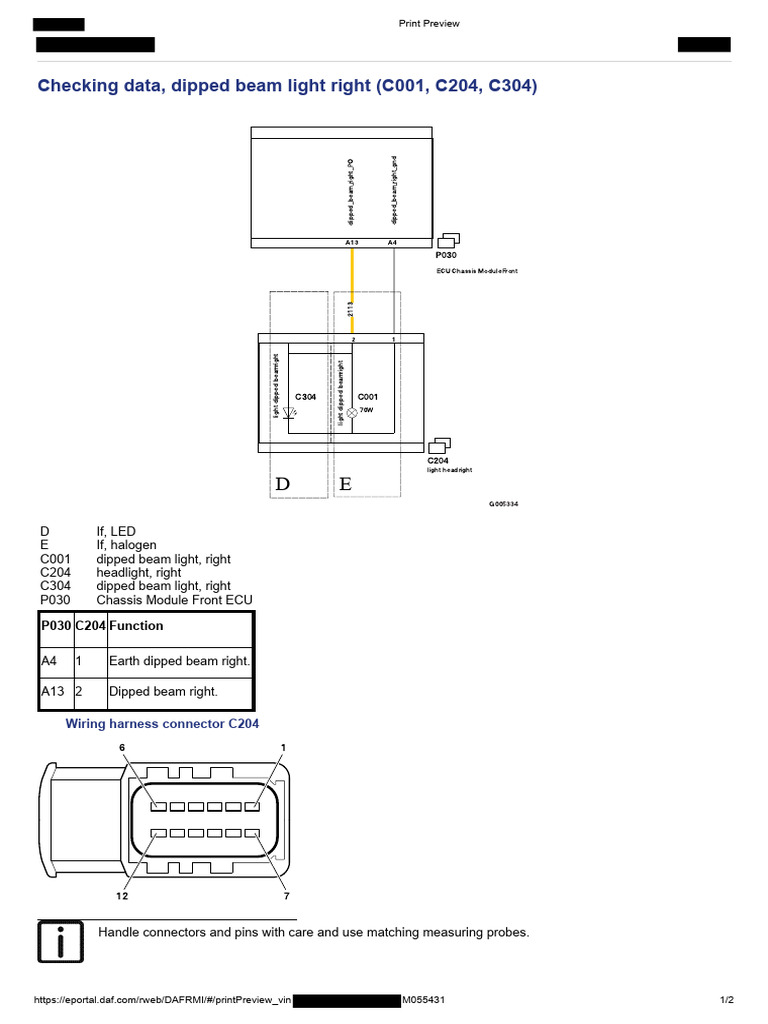 Checking Data, Dipped Beam Light Right (C001, C204, C304) | PDF ...