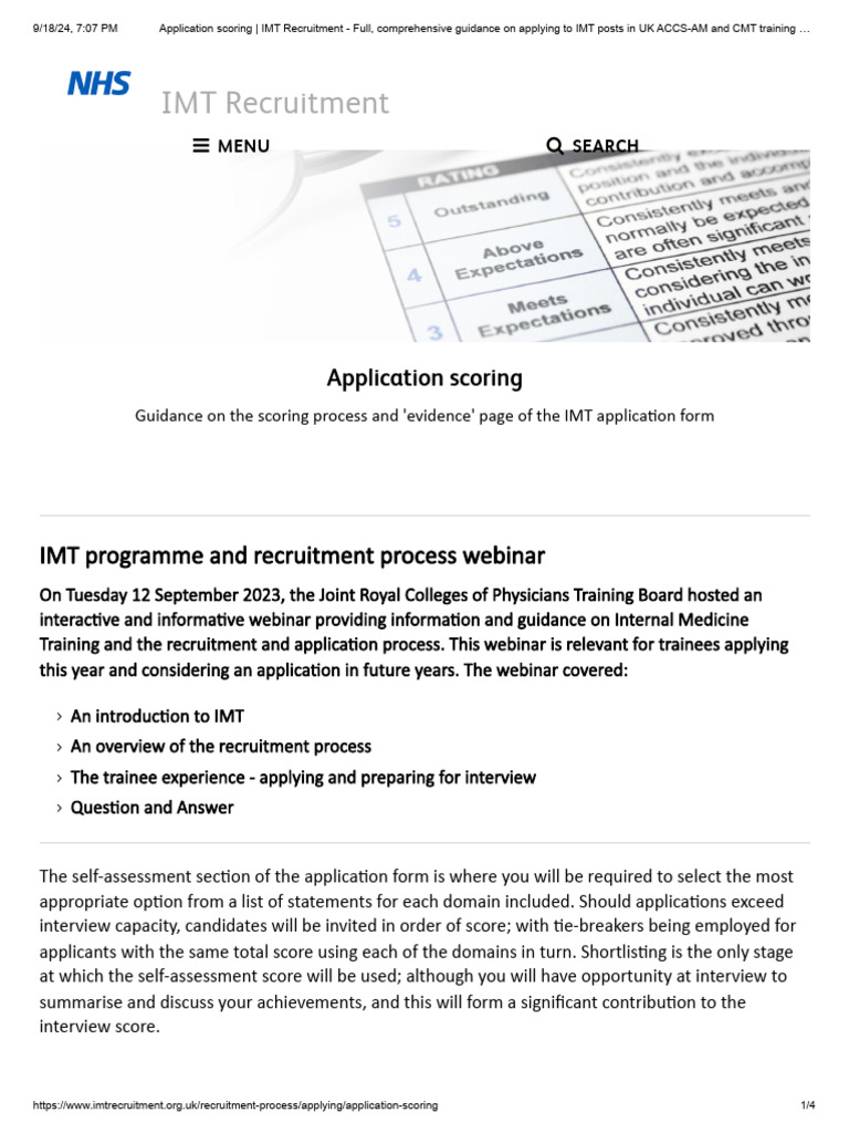 General Instructions Scoring Criteria For IMGs in UK Training | PDF ...