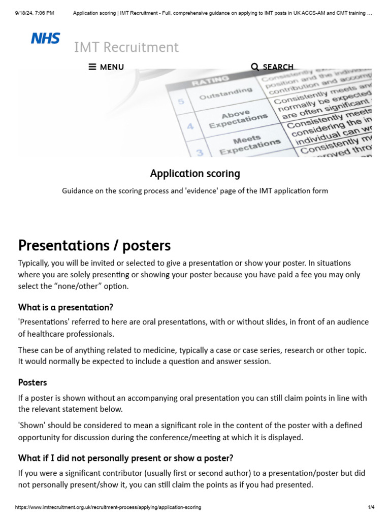IMT Presentation and Scoring Guidelines | PDF