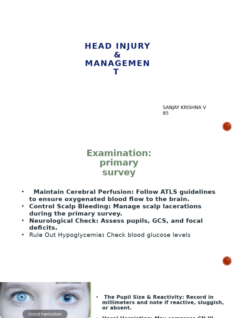 Head Injury Sanjay 1 | PDF | Spinal Cord Injury | Clinical Medicine