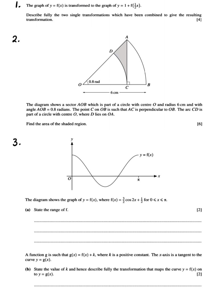 Functions & Circular Measure Test | PDF | Circle | Elementary Mathematics