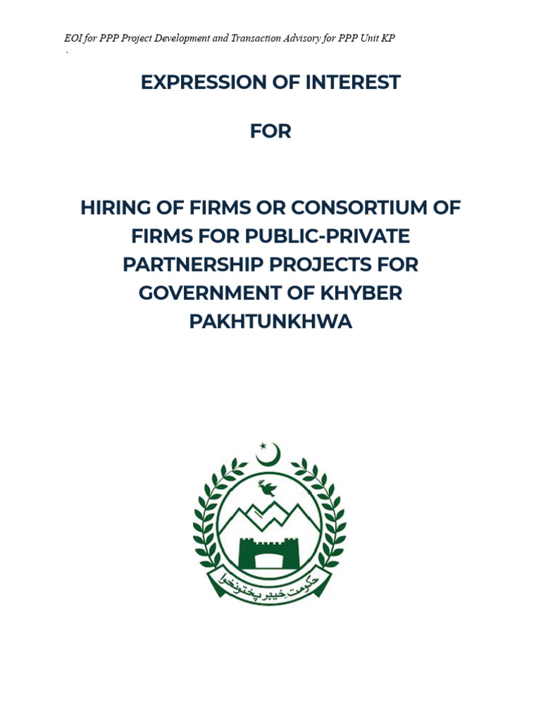 EOI for PPP Project Advisory in KP | PDF | Public–Private Partnership ...