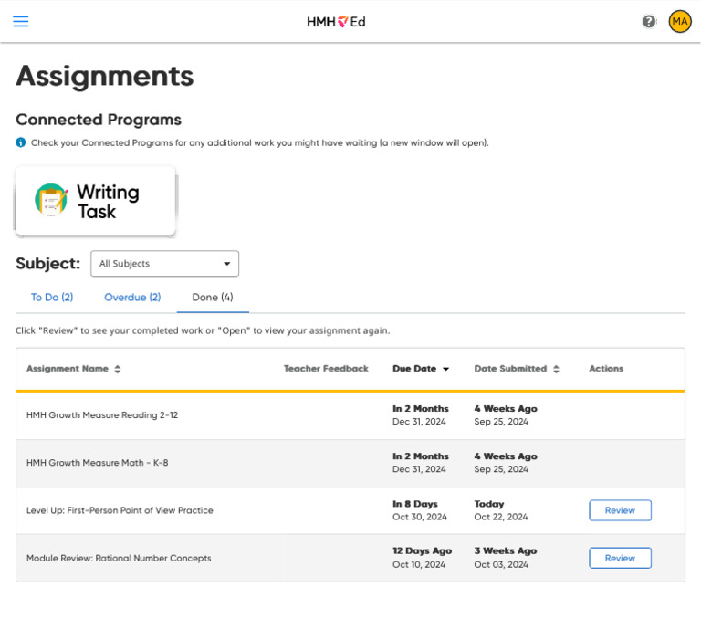 HMH Growth Measure Assignments Overview | PDF