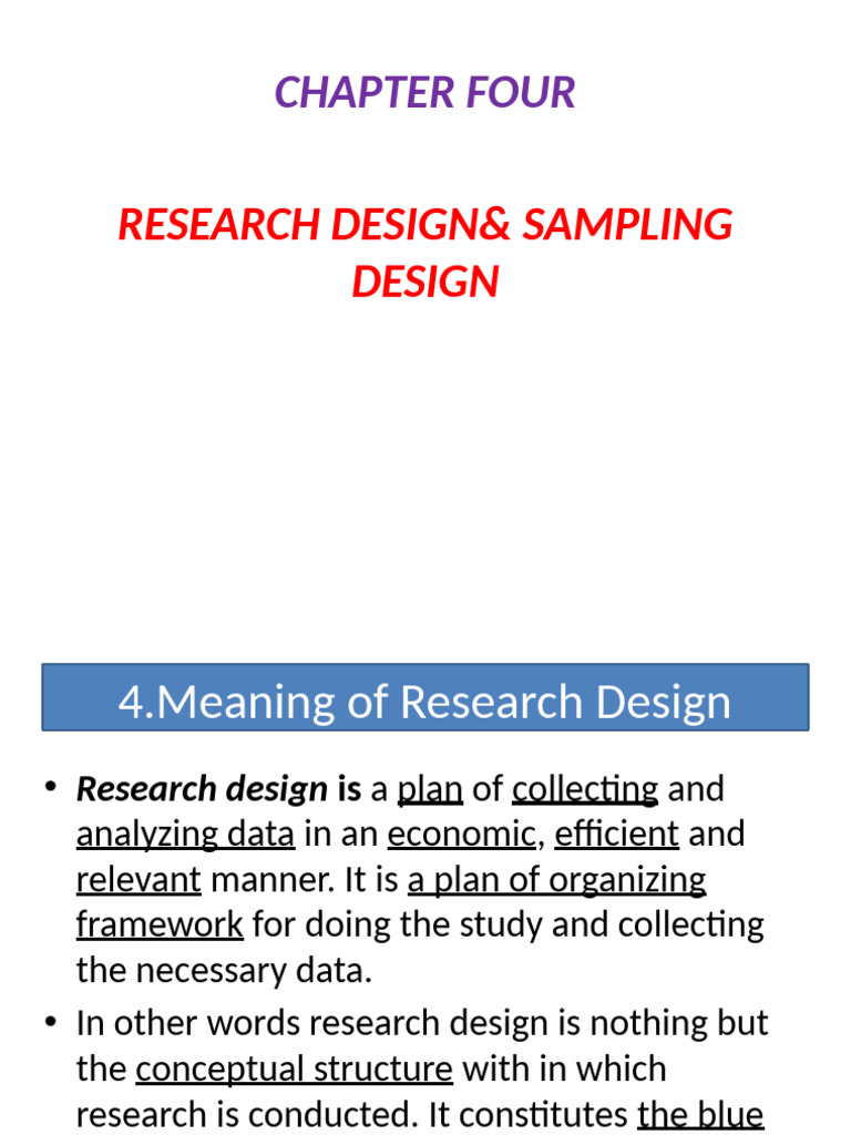 Research Design Ch..4 | PDF | Sampling (Statistics) | Sample Size Determination