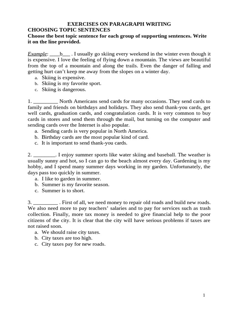 Exercises On Paragraph Writing. | PDF | Vegetables