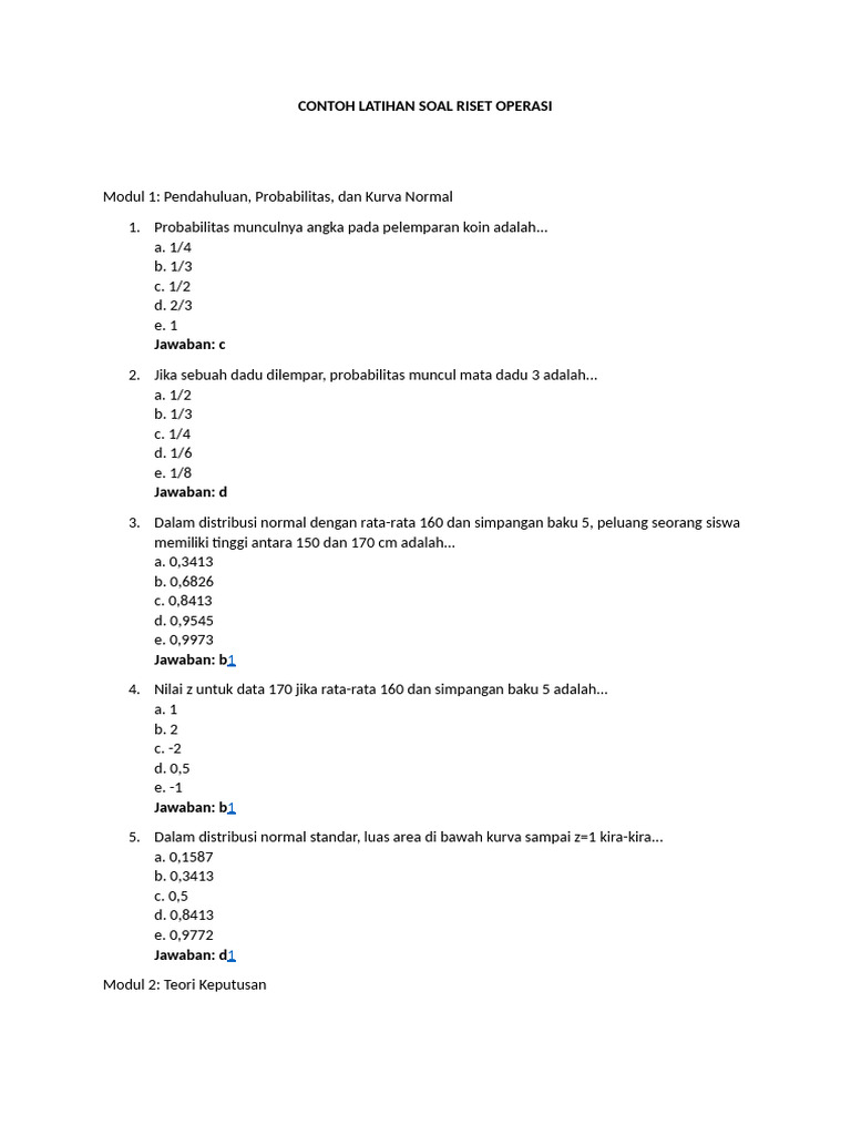 Contoh Latihan Soal Riset Operasi | PDF