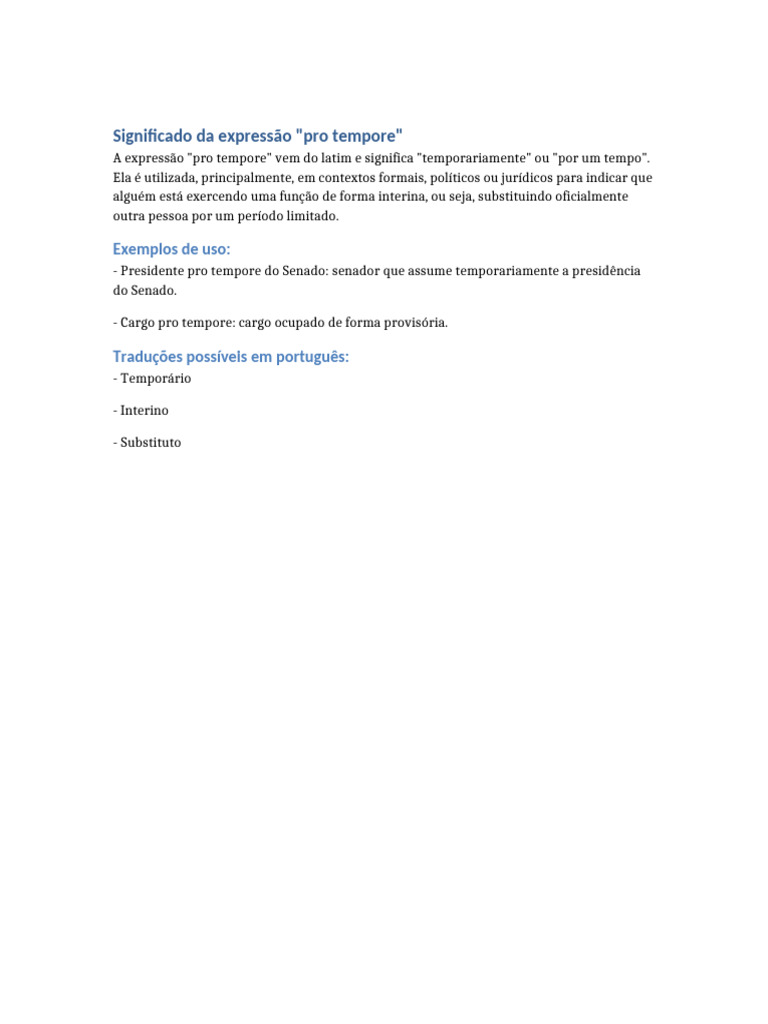 Significado Pro Tempore | PDF