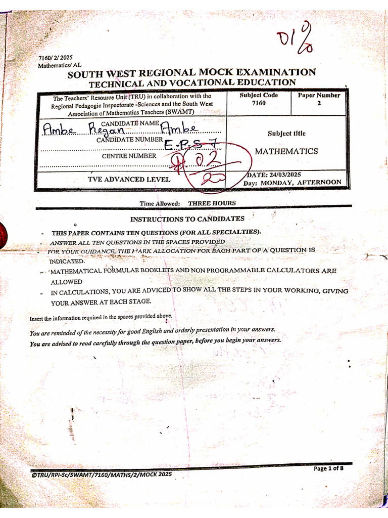 S.W R.mock Paper 2 | PDF
