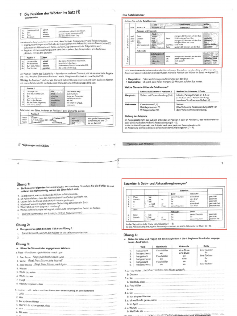 Der Satzbau (HS Und NS) Aus TELC Übungsbuch | PDF