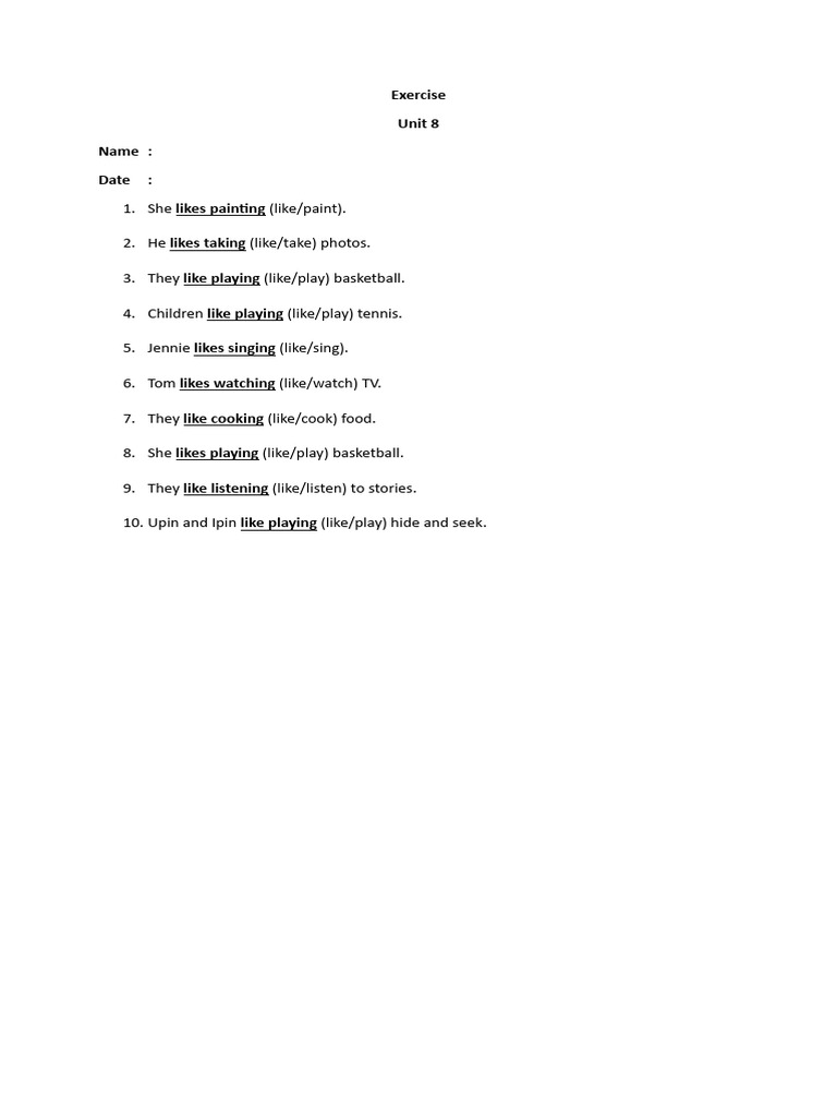 Exercise Unit 8 | PDF