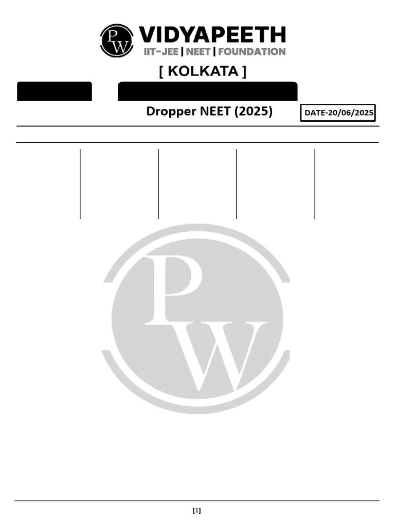VPRP DTS-01 Dropper NEET Phase-3 Answer Key 20.06.2025 | PDF