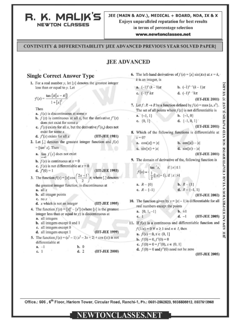 Continuity And Differentiability Pdf
