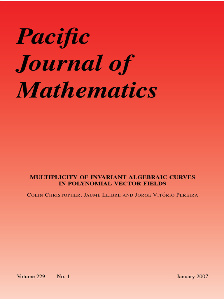 Pacific Journal of Mathematics: Multiplicity of Invariant Algebraic Curves in Polynomial Vector ...