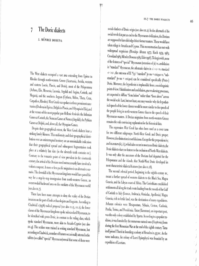 The Doric Dialects - CHRISTIDIS - A History of Ancient Greek | PDF
