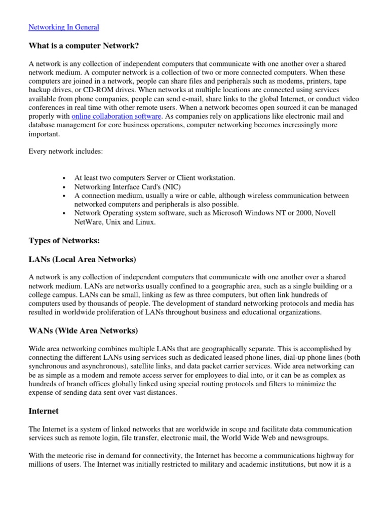 What Is A Computer Network?: Networking in General | PDF | Ethernet ...